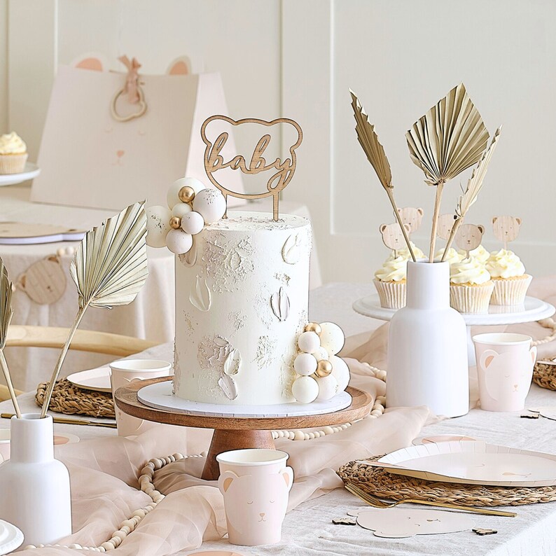 Bear Cake Topper Neutral Baby Shower Cute Topper Cake New Baby Shower ...