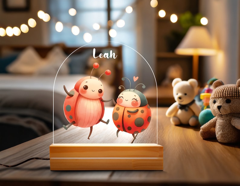 Personalized Ladybug Gifted Baby Nightlight, Nursery Nightlight With ...