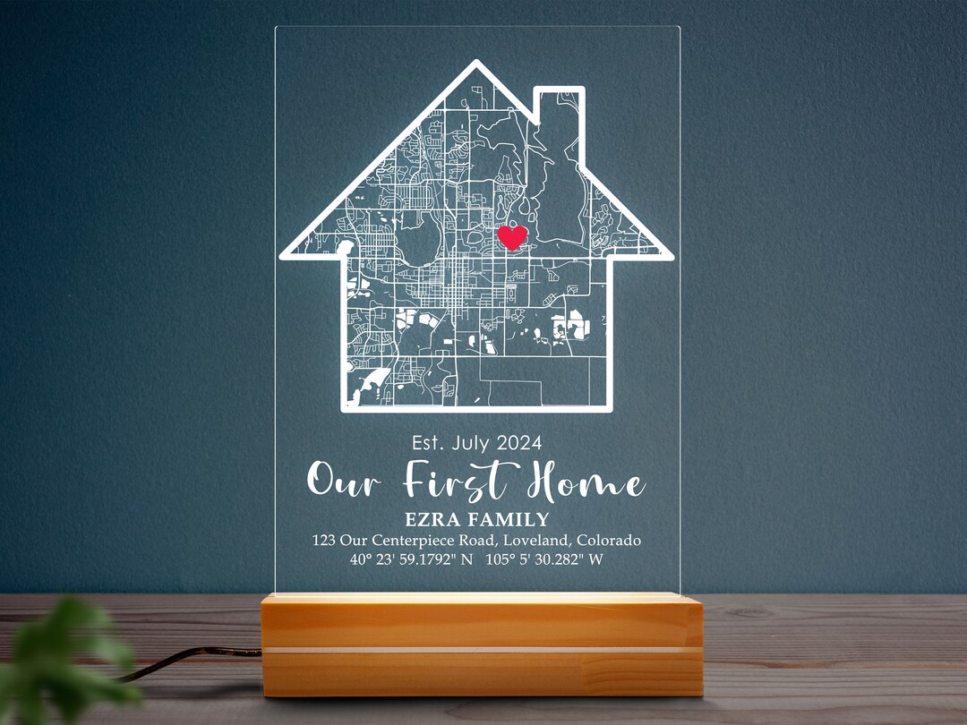 Personalized First Home Map Night Light: Custom Family Keepsake - Etsy