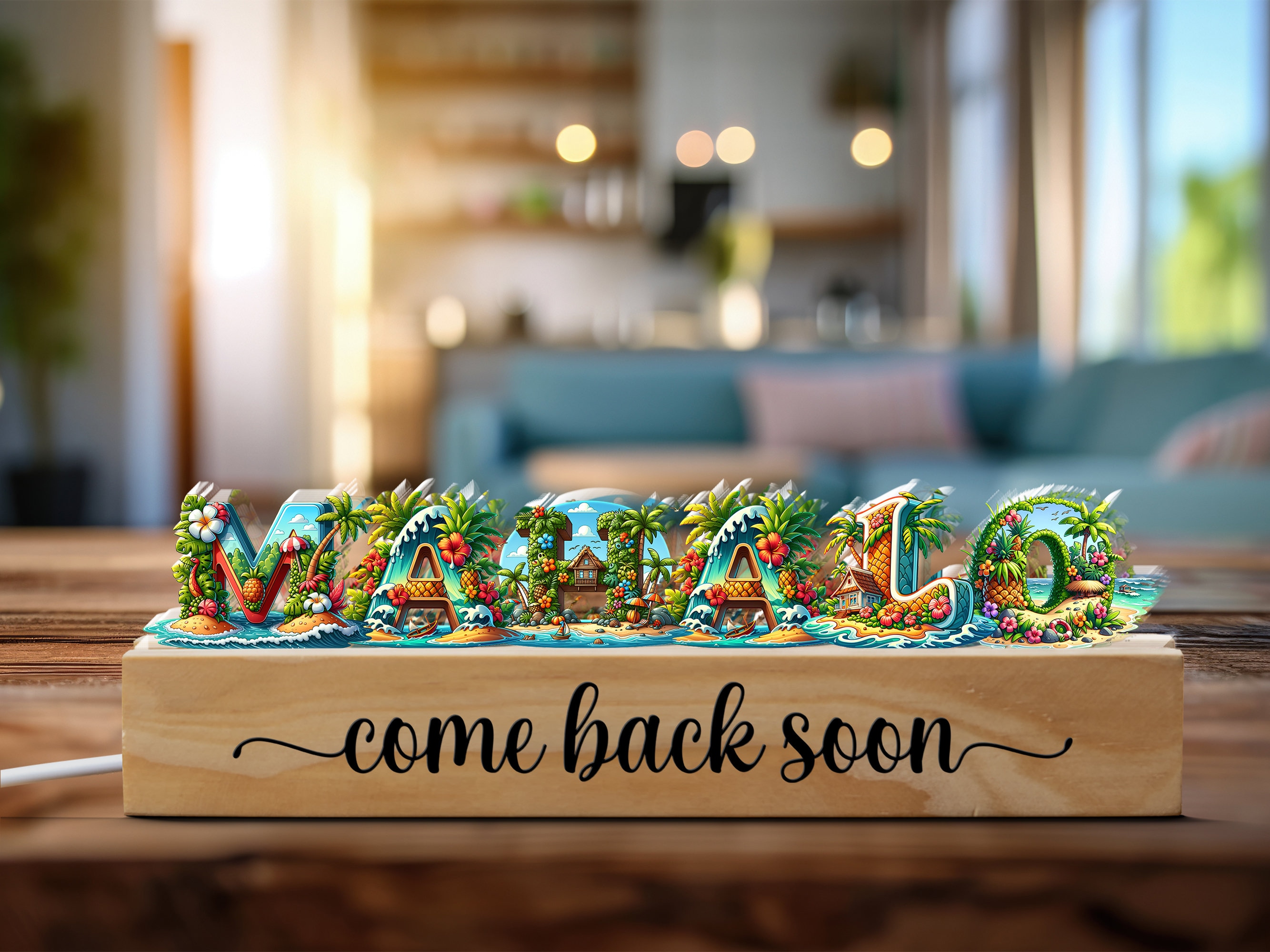 Personalized Aloha Name Light With Engraving, Airbnb Welcome Sign ...