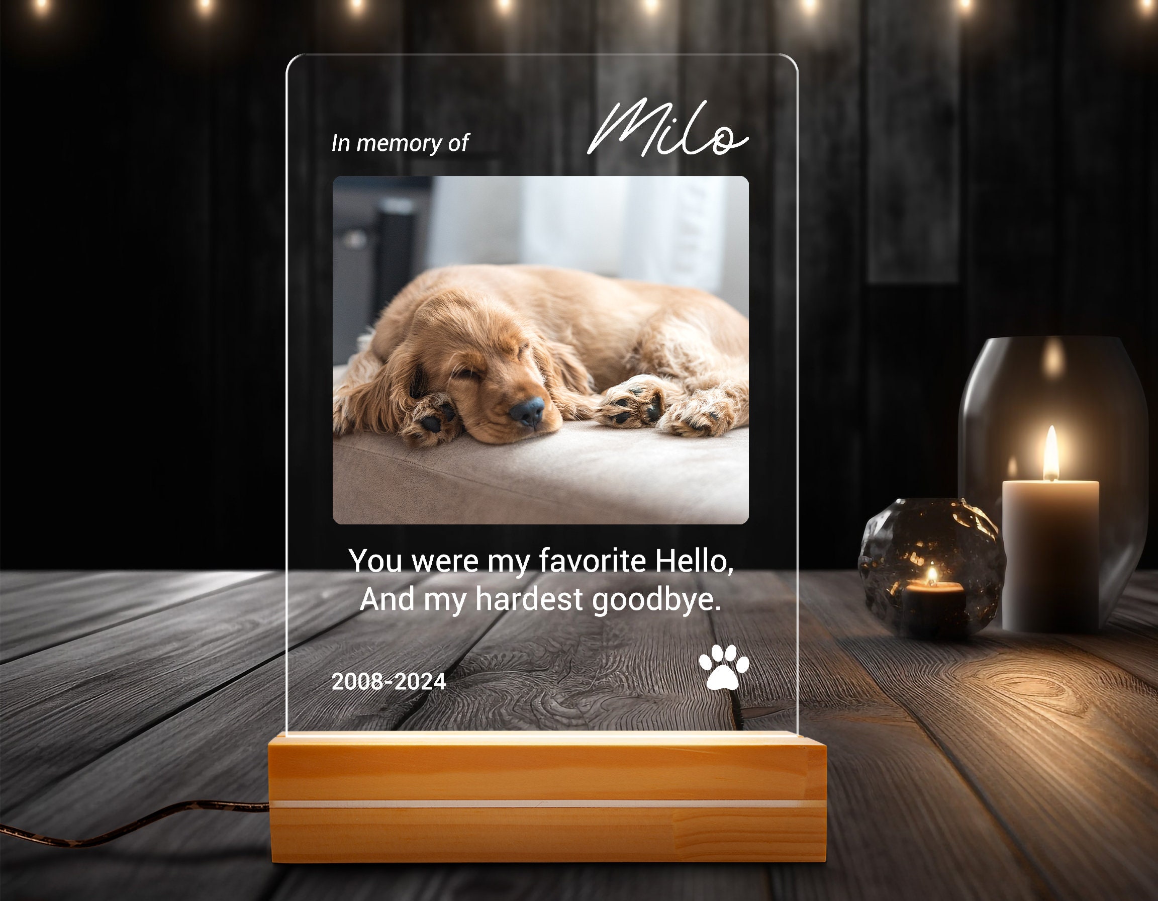 Personalized Pet Memorial Night Light: Custom Photo Keepsake - Etsy