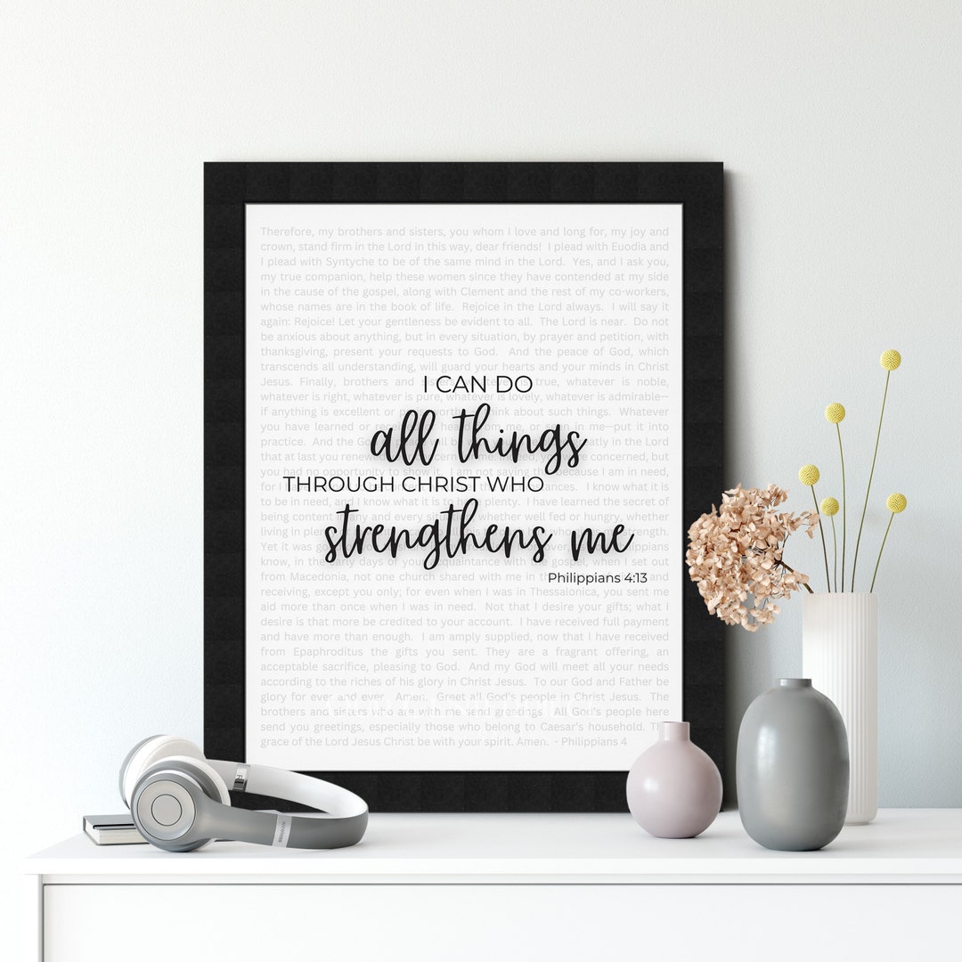 Philippians 4:13 Framed Bible Verse Art | Inspirational Scripture - Etsy UK
