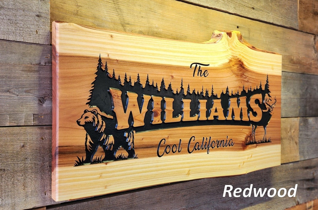 Customizable Live Edge Outdoor Wood Sign for Cabin or Home With Three ...