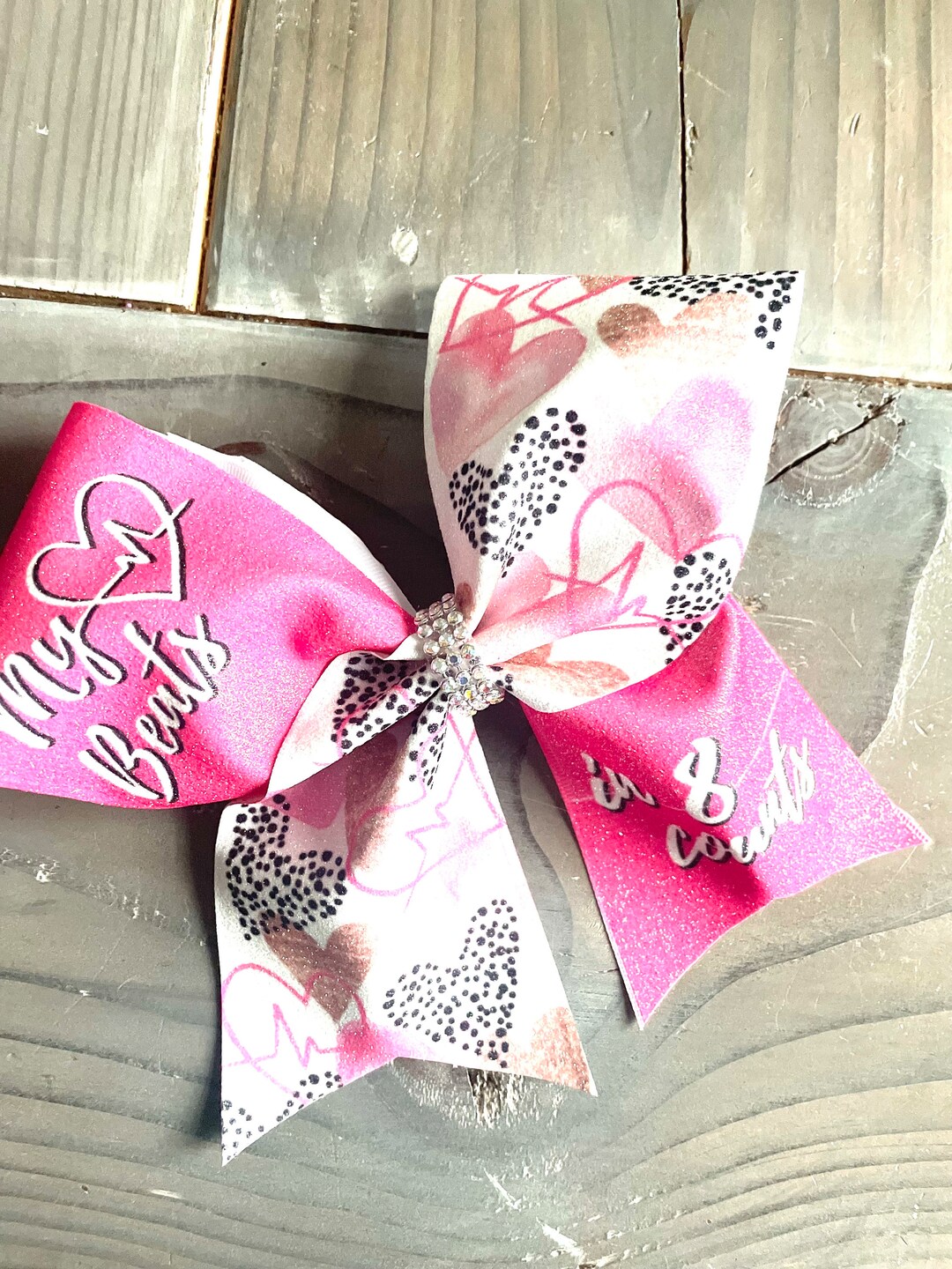 My Heart Beats in 8 Counts Cheer Bow | Cheer Gifts | Cheerleader Bows ...