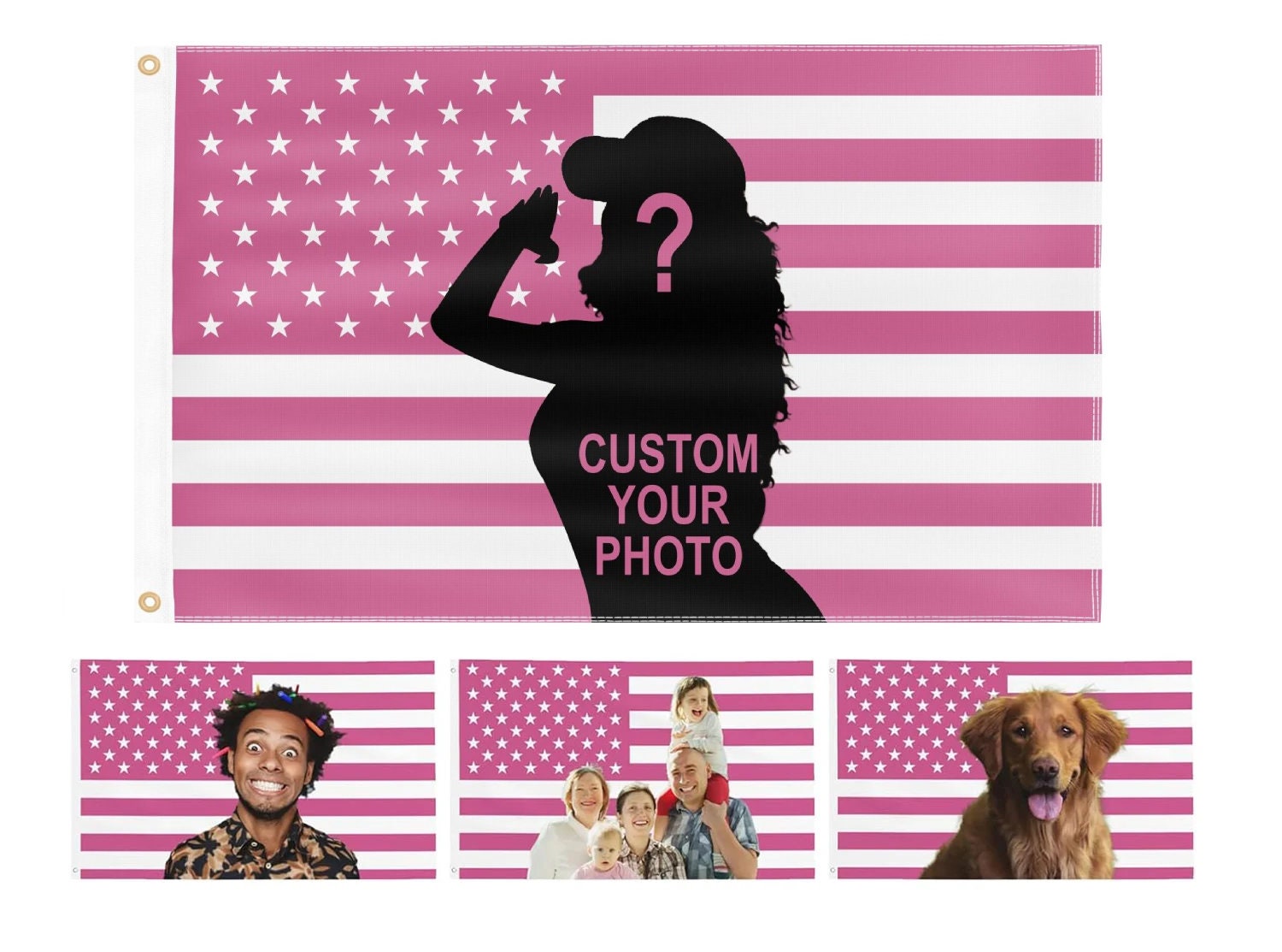 Custom Photo Pink USA America Flag 3X5 Ft Personalized Flags Design ...