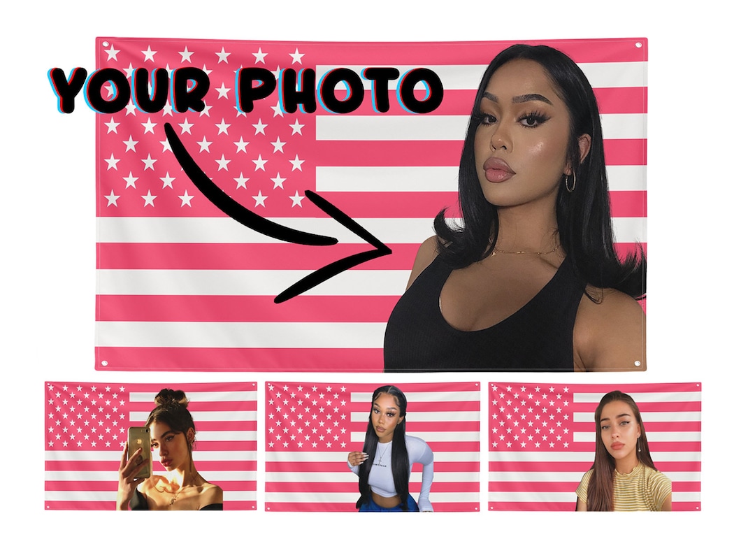 Custom Photo Pink USA America Flag 3X5 Ft Personalized Flags Design ...