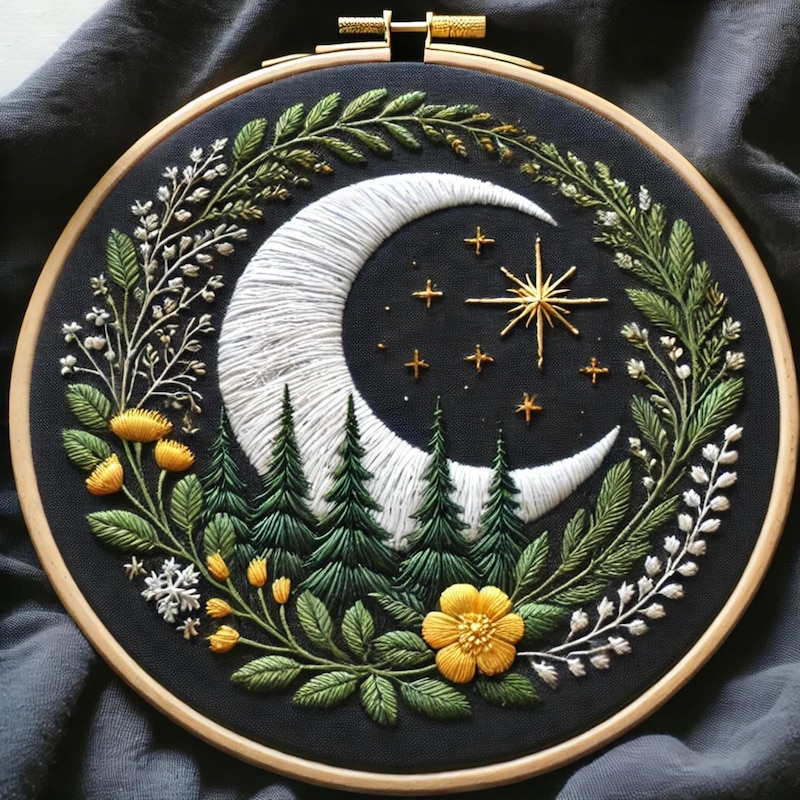 Moon Embroidery - Etsy
