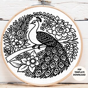 Peacock Embroidery PDF, Bird Embroidery Pattern, Floral Embroidery Pdf ...