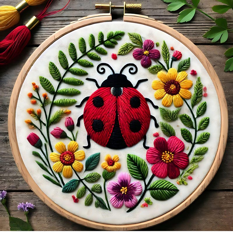 Ladybug Embroidery - Etsy