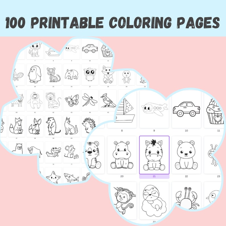 100 Printable Coloring Pages for Kids, Toddlers, Preschoolers, Coloring ...