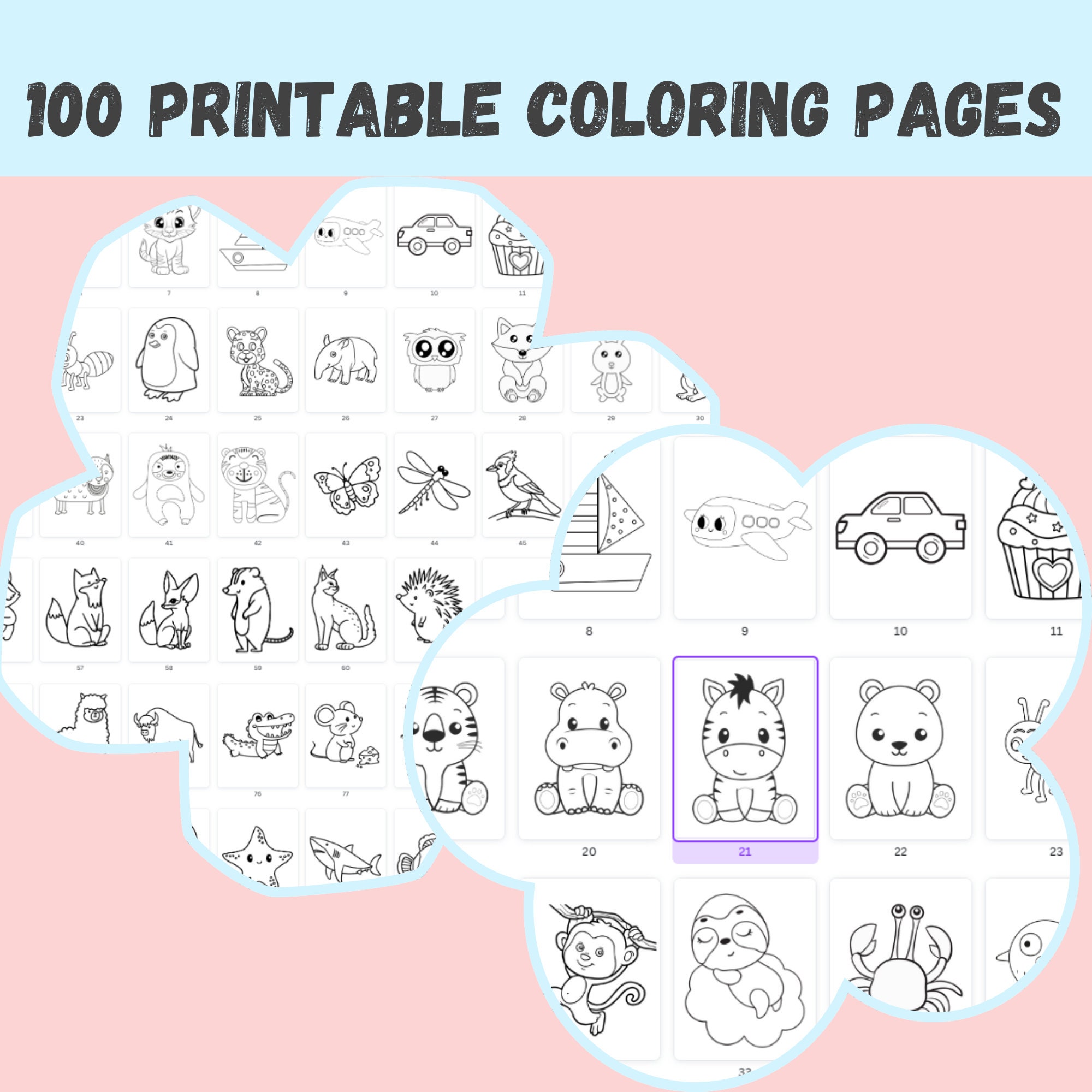 100 Printable Coloring Pages for Kids, Toddlers, Preschoolers, Coloring ...