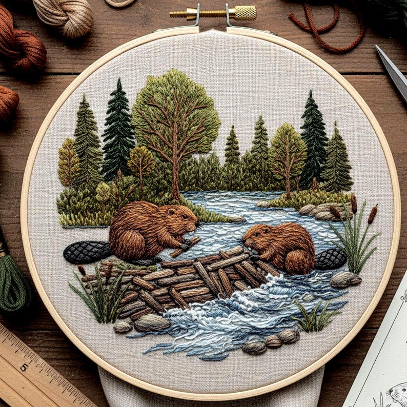 Beavers River Forest Hand Embroidery Pattern – Nature PDF - Etsy Australia