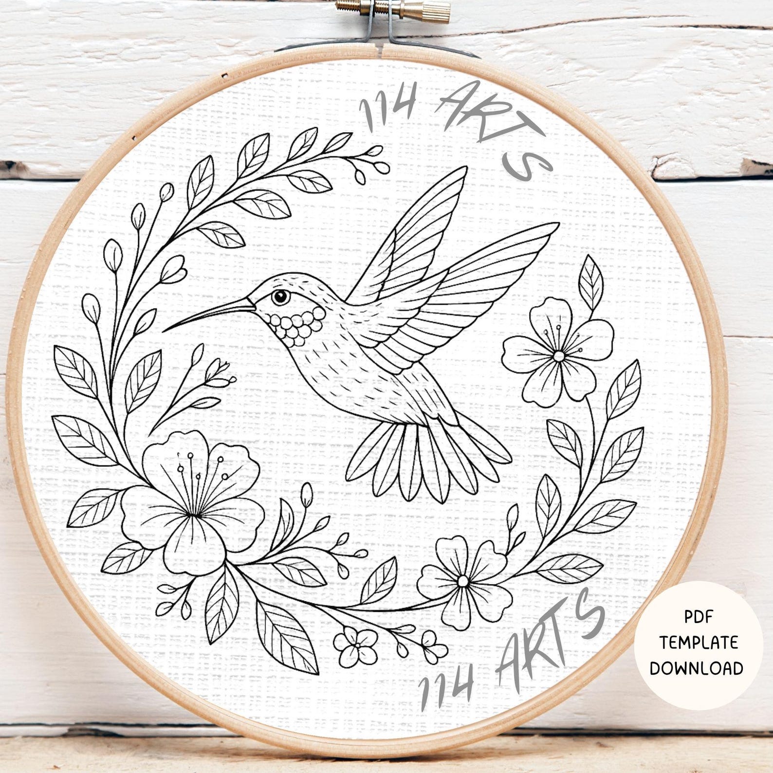 Spring Hummingbird Hand Embroidery Pattern: DIY Wildlife Art (PDF ...