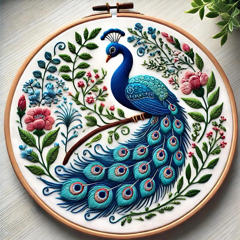 Peacock Embroidery - Etsy