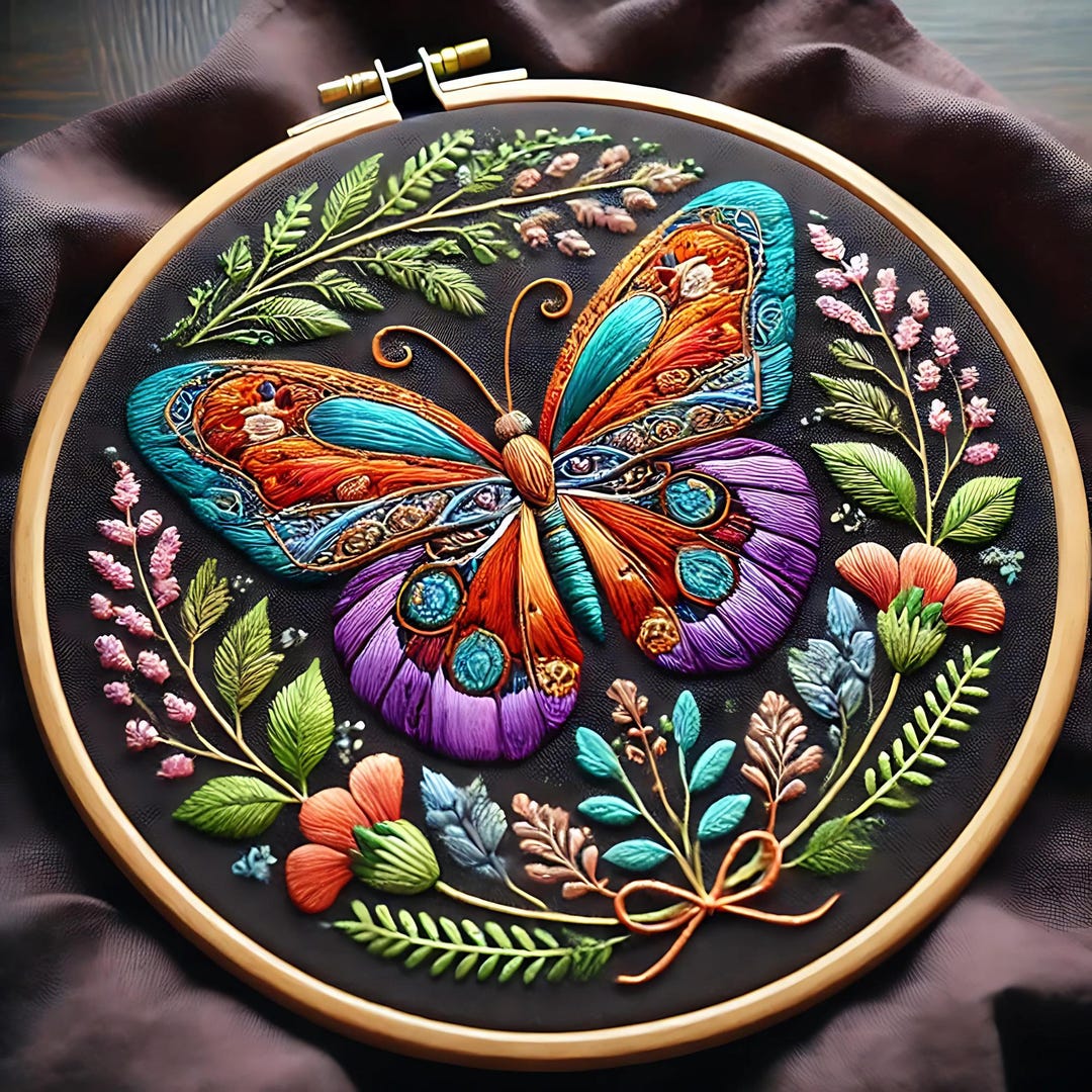 Butterfly Embroidery Kit for Beginner,embroidery Pdf, Ornamental ...
