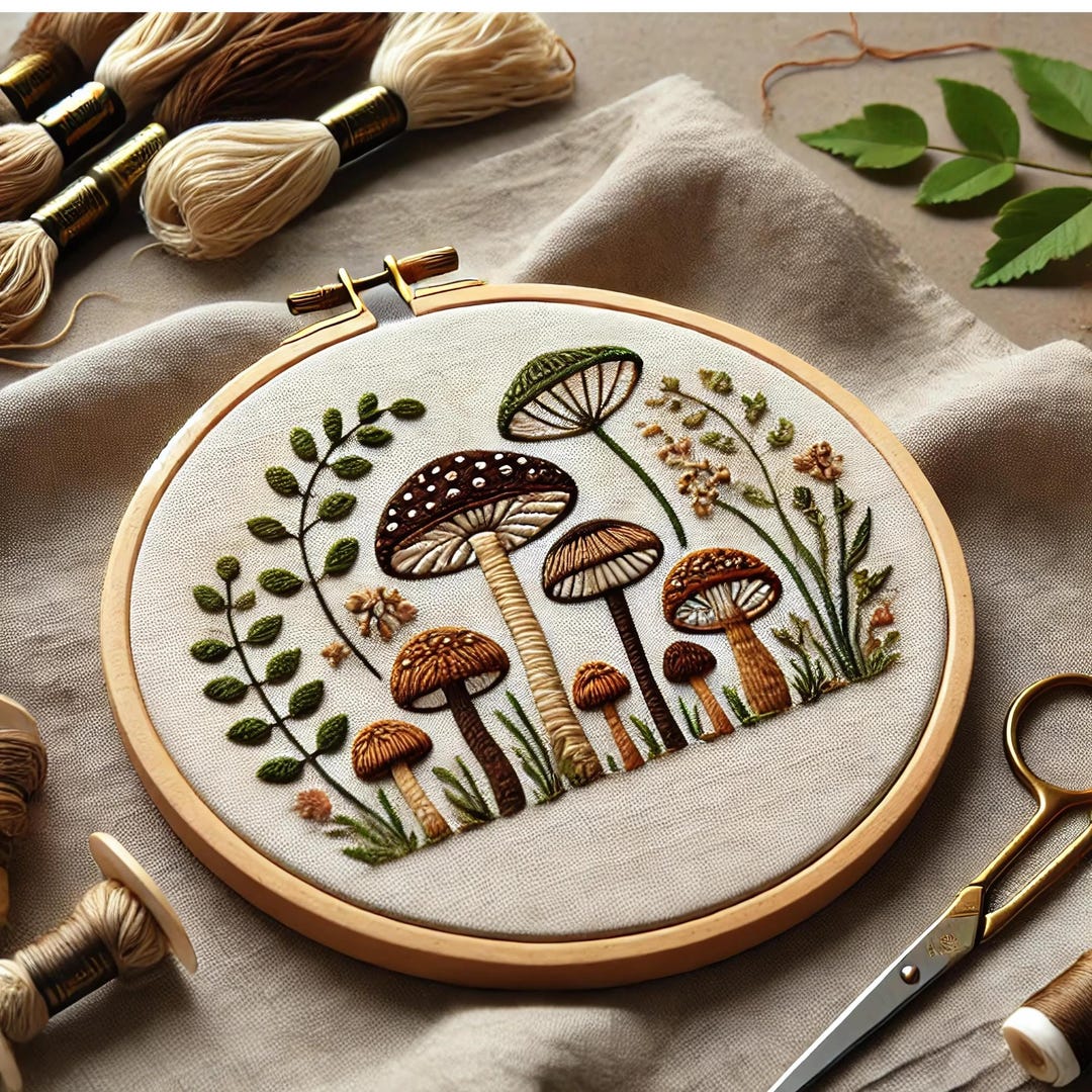 Mushroom Embroidery Digital Pattern, Beginner Embroidery Pdf,floral ...