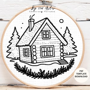 Christmas Village Hand Embroidery Pattern: Cozy Winter House (PDF) - Etsy