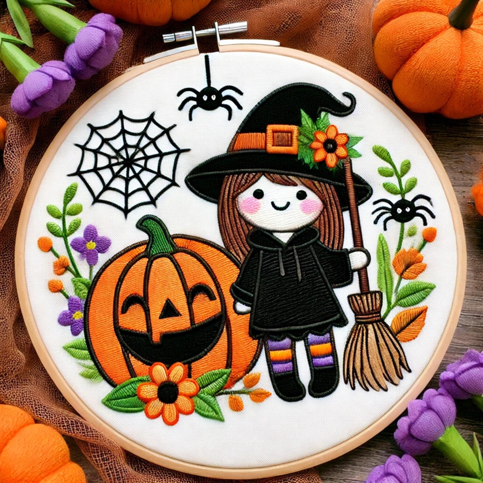 Halloween Hand Embroidery Pattern, Autumn Embroidery Pattern, Halloween ...