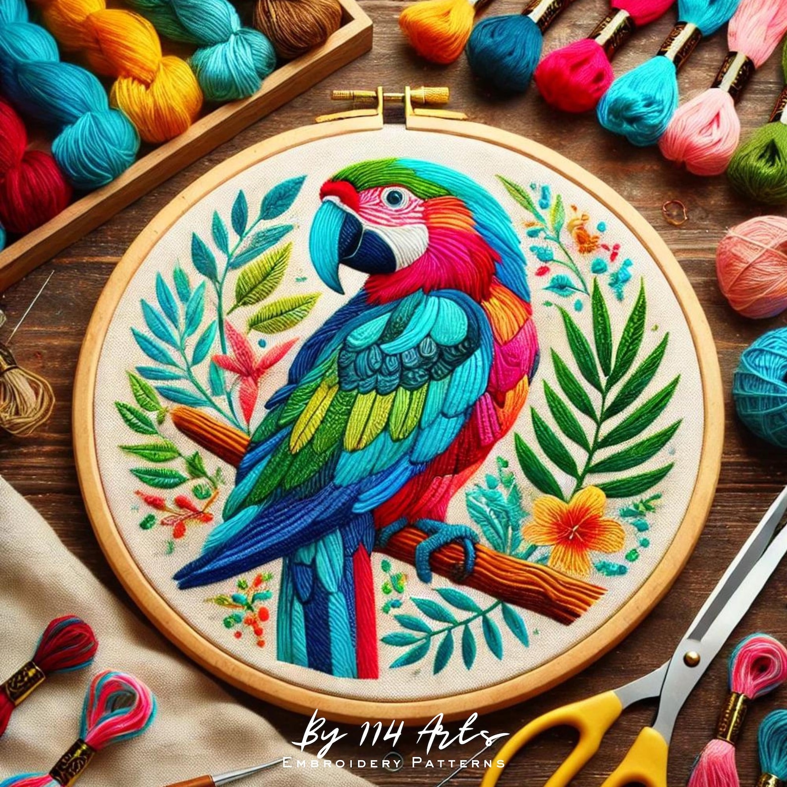 Parrot Hand Embroidery Pattern: Wildlife Bird Stitching (PDF Pattern ...