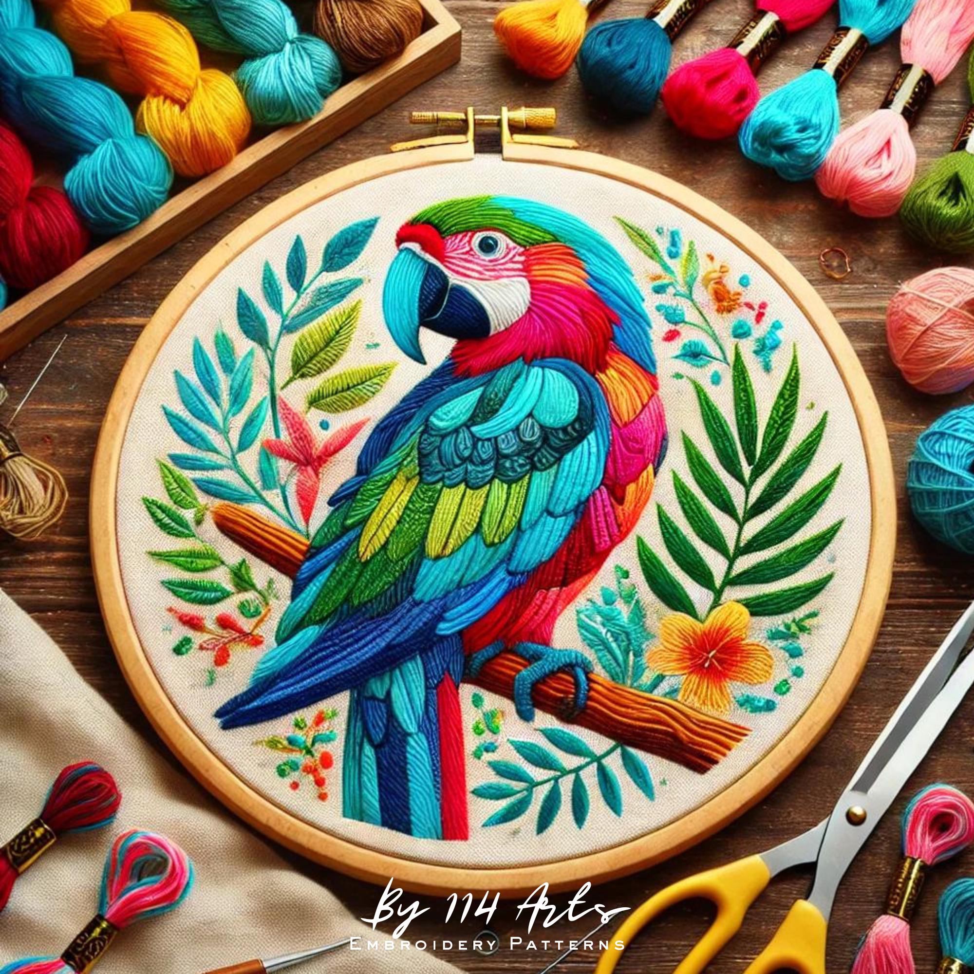 Parrot Hand Embroidery Pattern, Parrot Pattern, Bird Pattern, Hand ...