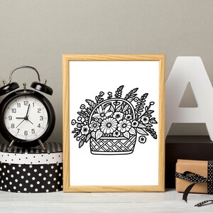 Flower Basket PDF Embroidery Pattern, Basket of Flowers, Floral Basket ...