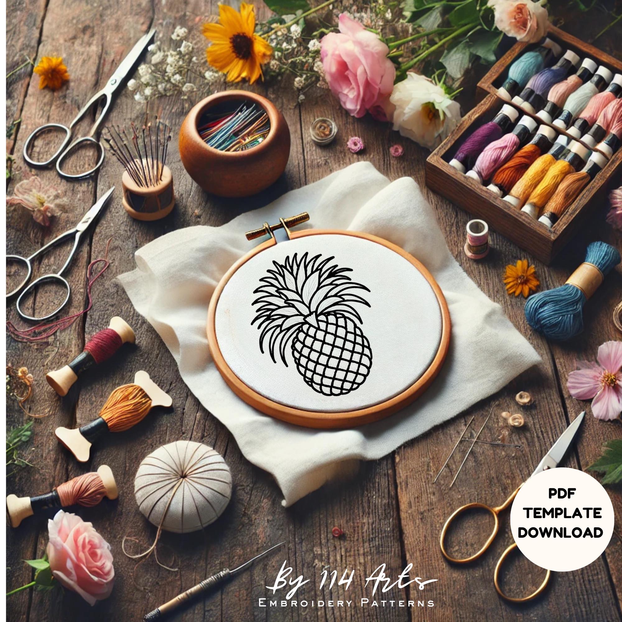 Pineapple Hand Embroidery Pattern Pdf, Pineapple Pattern ,ocean Pattern ...