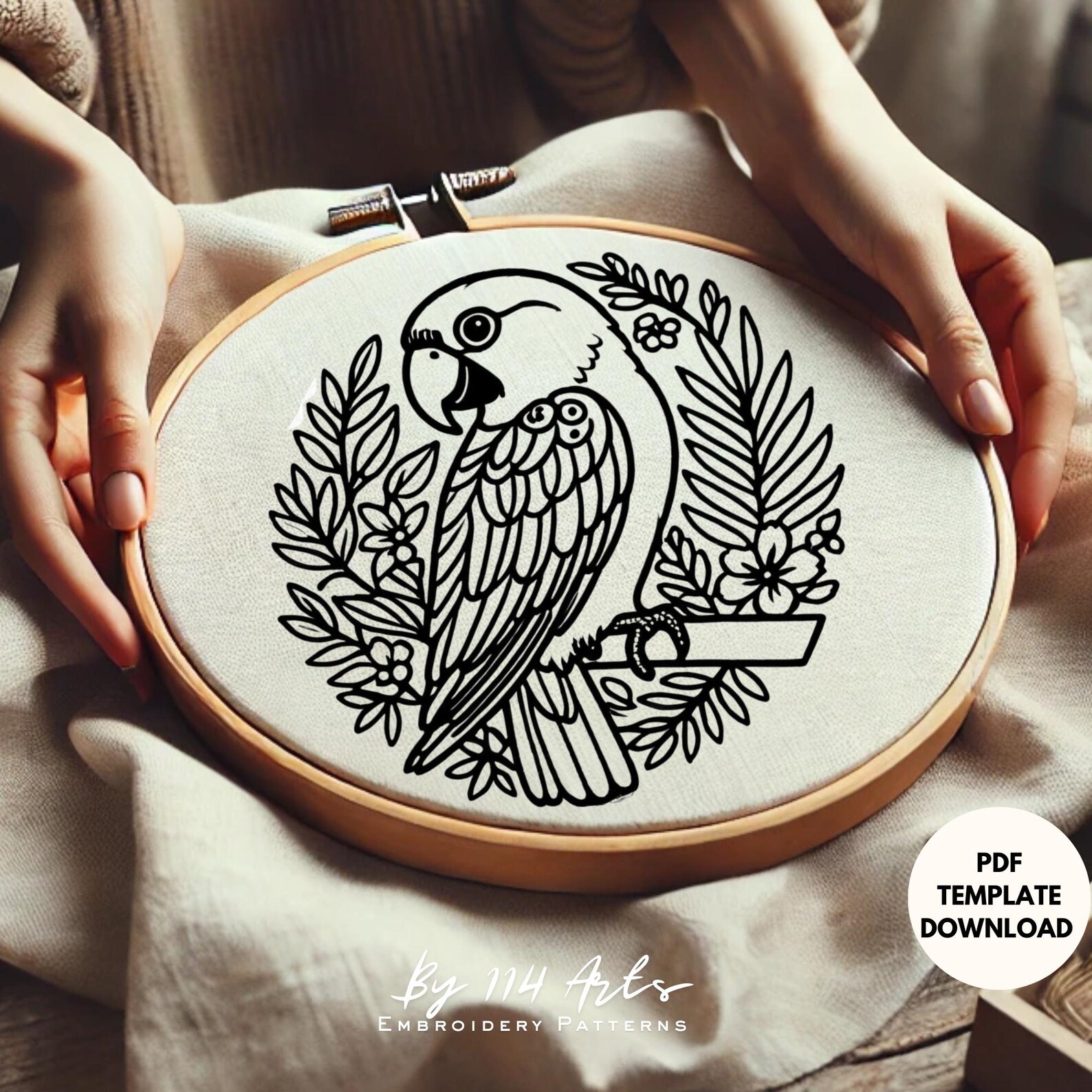Parrot Hand Embroidery Pattern, Parrot Pattern, Bird Pattern, Hand ...