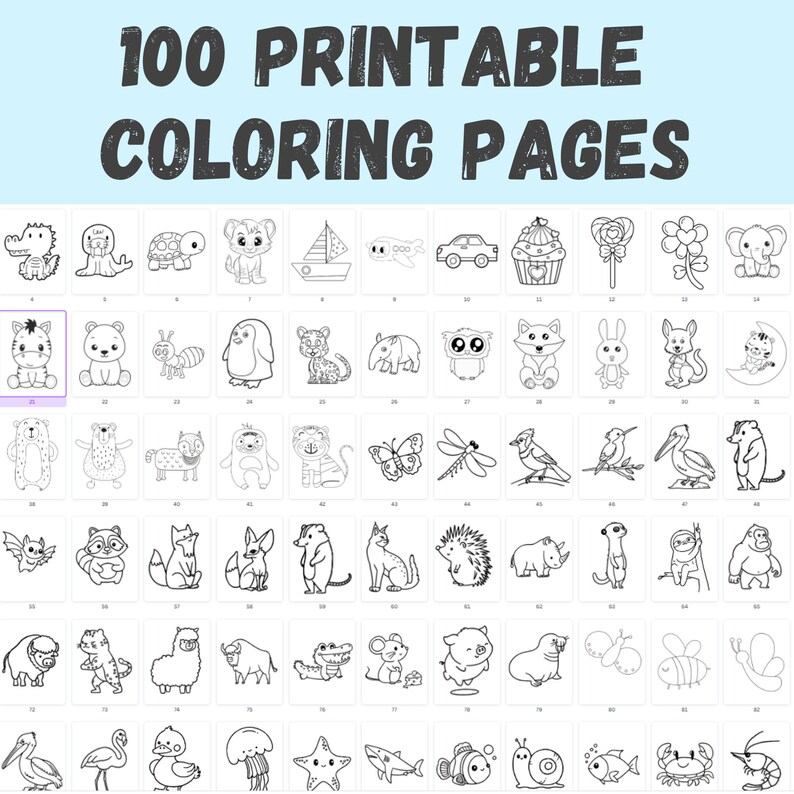 100 Printable Coloring Pages for Kids, Toddlers, Preschoolers, Coloring ...