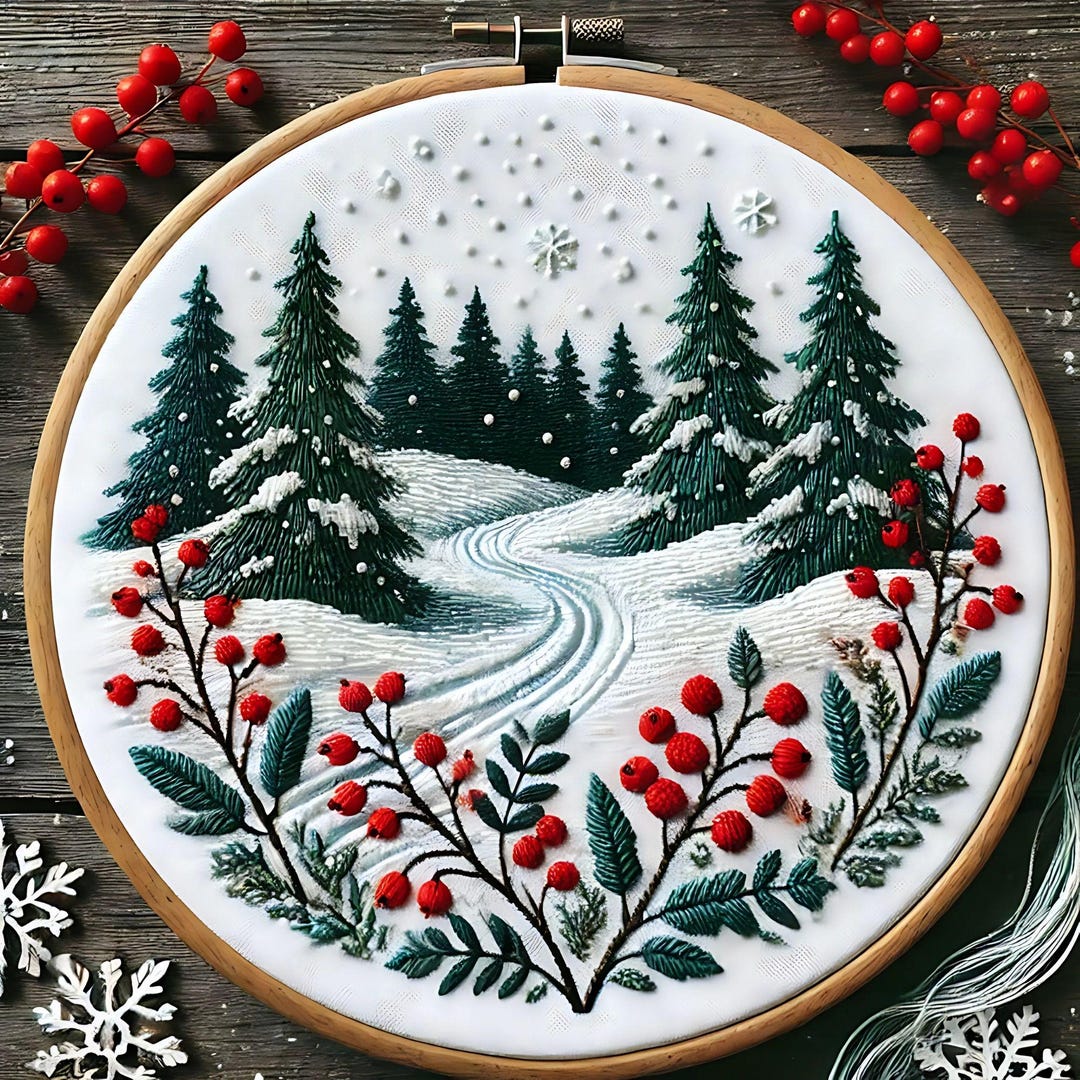 Winter Landscape Embroidery Pattern: Snow-covered Trees (PDF Pattern ...