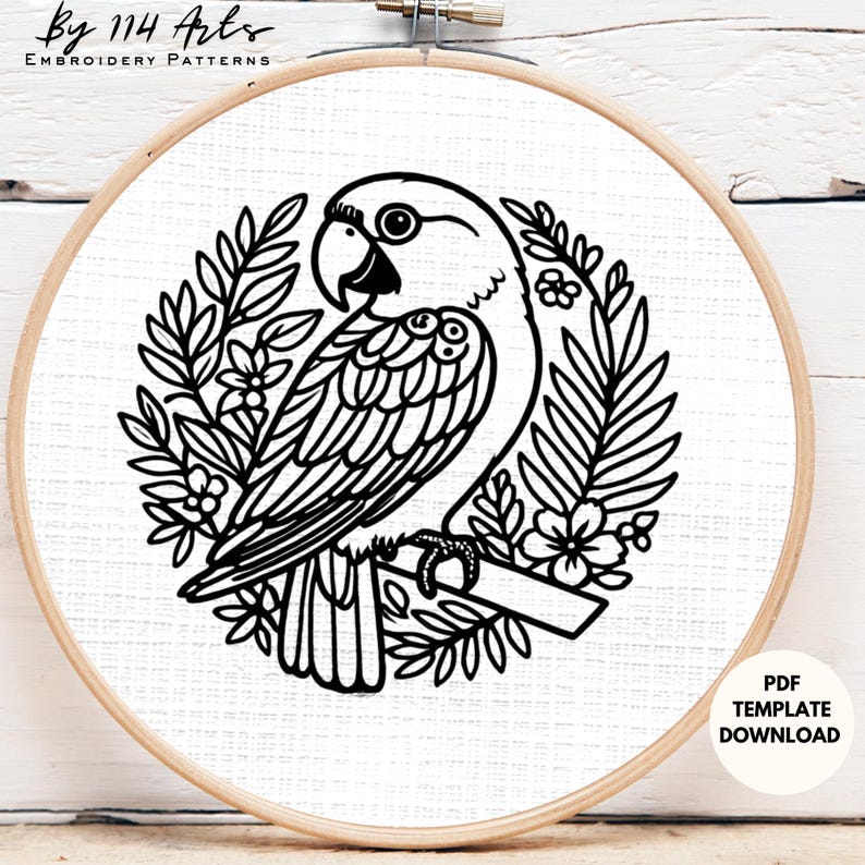 Parrot Hand Embroidery Pattern, Parrot Pattern, Bird Pattern, Hand ...