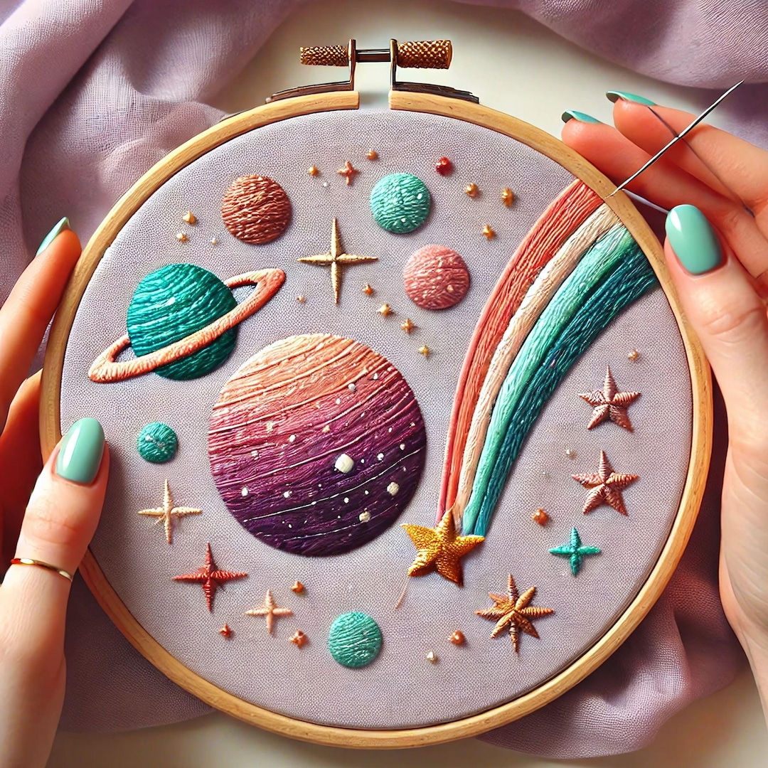 Pastel Galaxy Embroidery Kit With Dreamy Space Design, Hand Embroidery ...