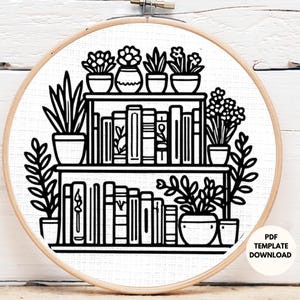 Bookshelf Embroidery Pattern: Floral DIY Crafting (PDF Pattern) - Etsy