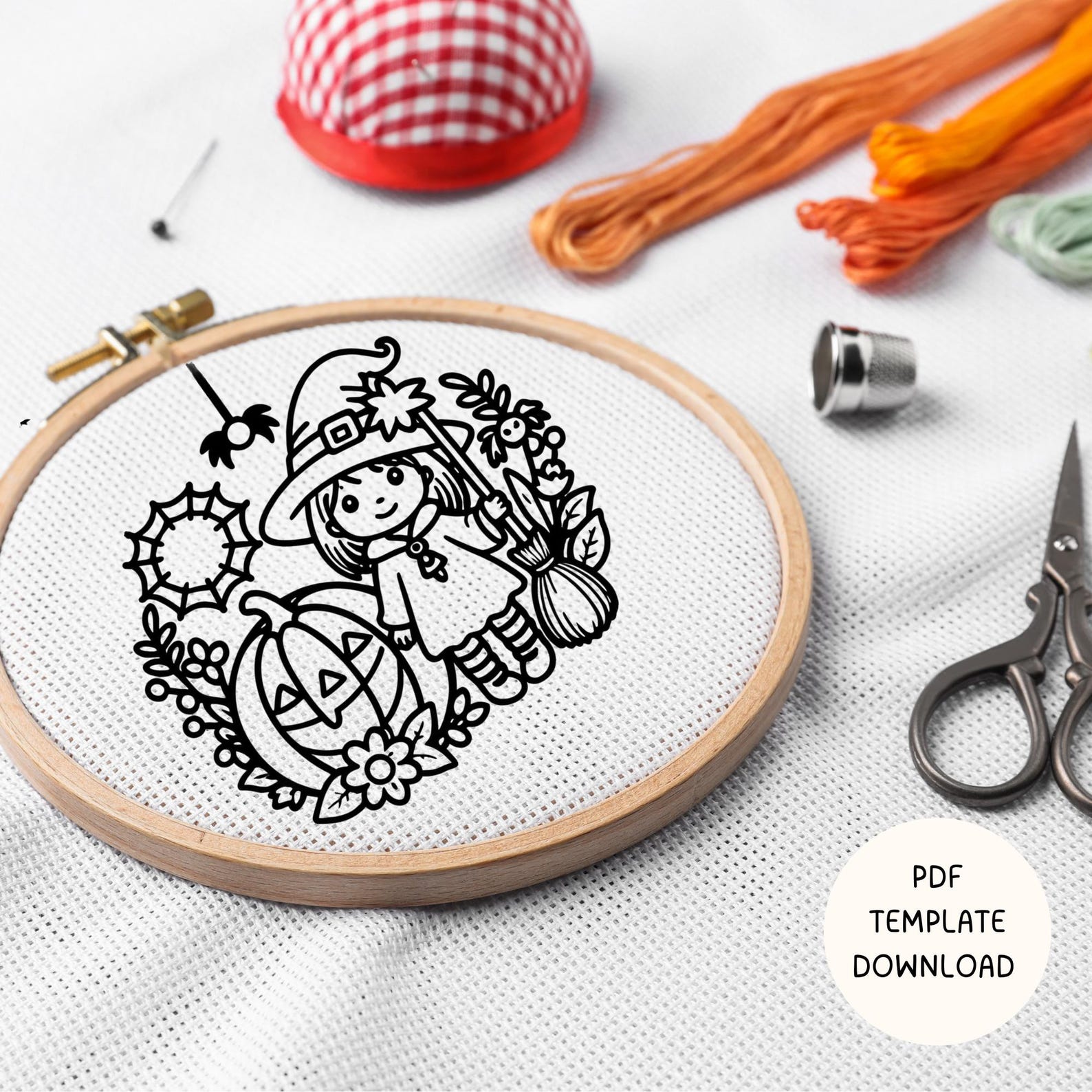Halloween Hand Embroidery Pattern, Autumn Embroidery Pattern, Halloween ...