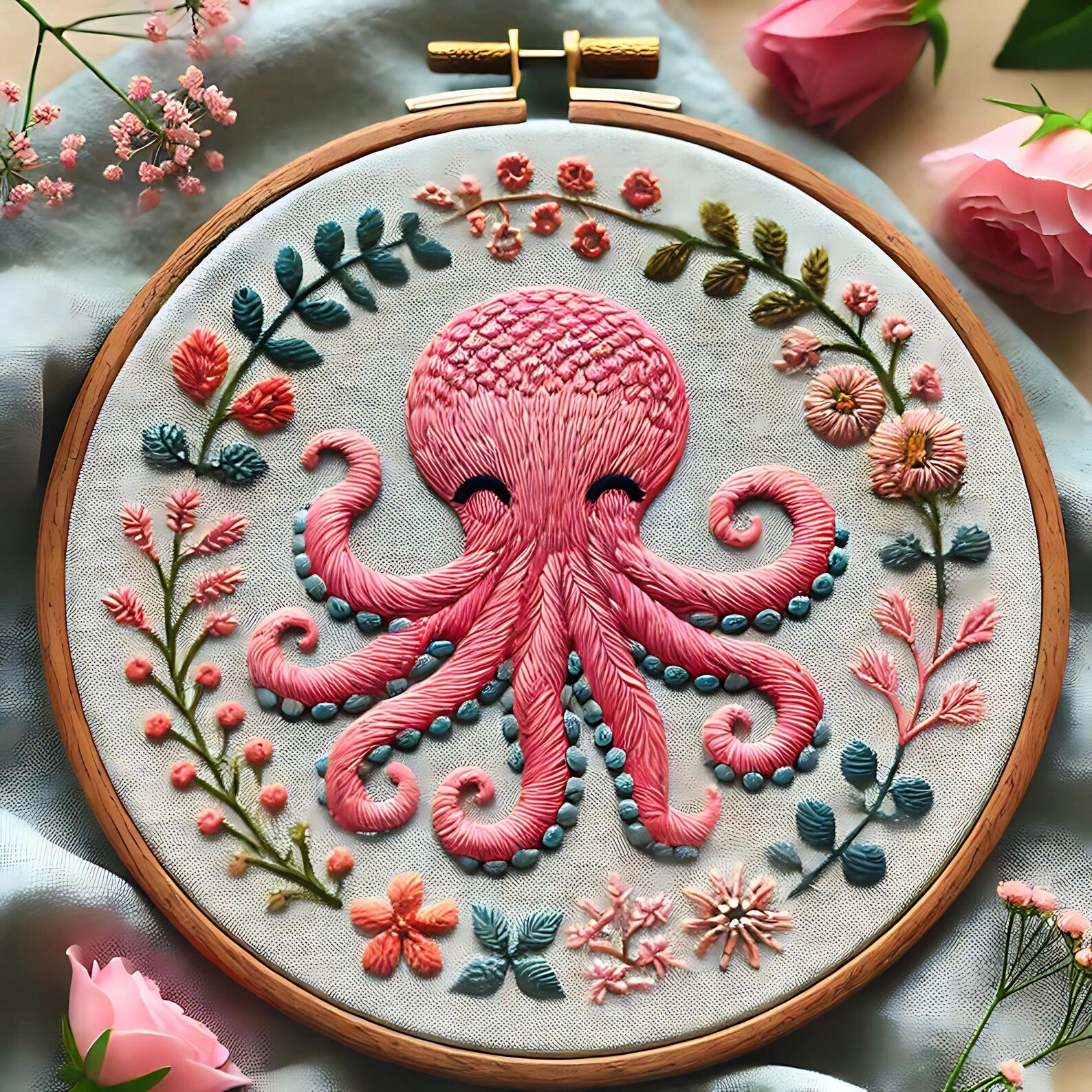 Octopus Hand Embroidery,pdf Embroidery Pattern ,digital Stitching File ...
