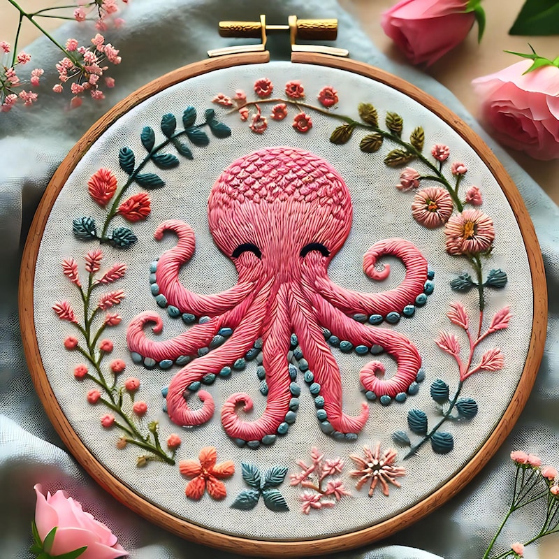 Octopus Embroidery - Etsy