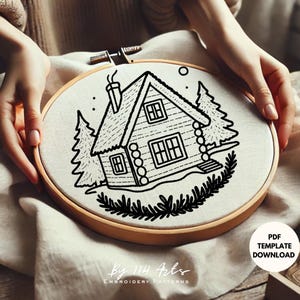 Christmas Village Hand Embroidery Pattern: Cozy Winter House (PDF) - Etsy