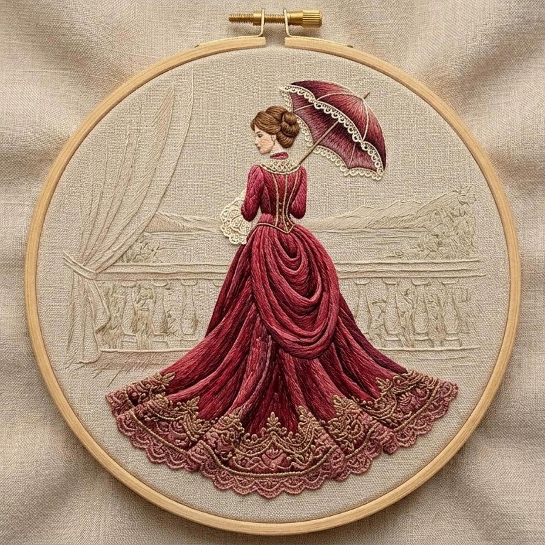 Victorian Lady Embroidery Pattern, Elegant Woman Hoop Art (digital ...