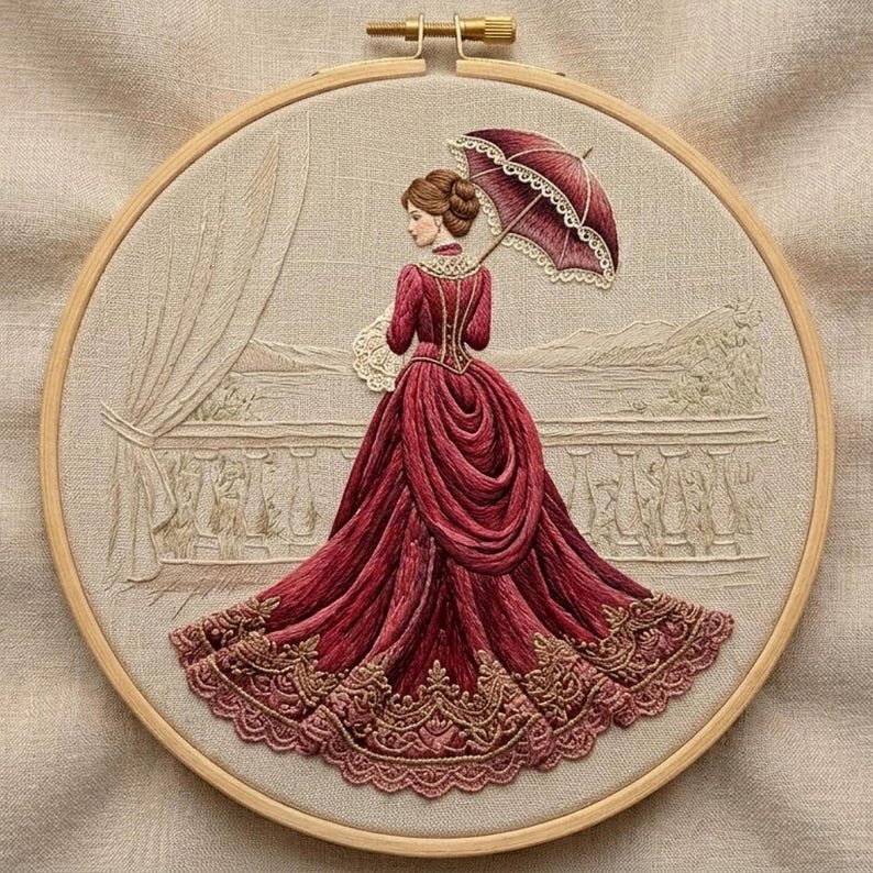 Victorian Lady Embroidery Pattern, Elegant Woman Hoop Art (digital ...