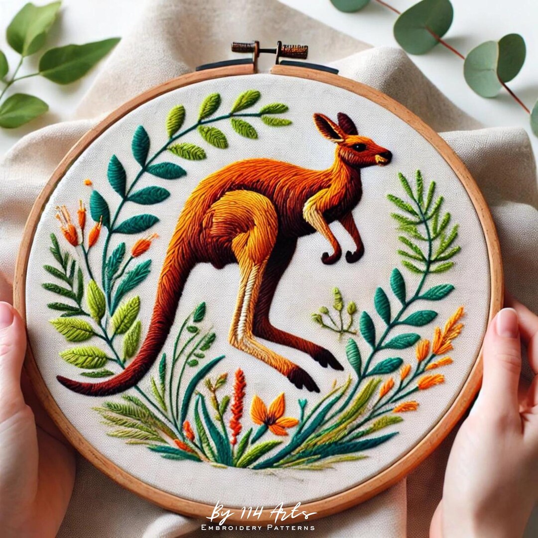 Kangaroo Embroidery Pattern Pdf, Instant PDF Download, Embroidery Art ...
