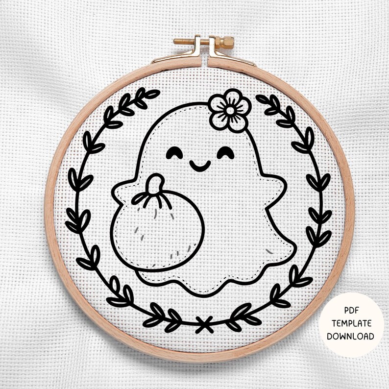 Ghost Hand Embroidery Pattern, Beginner Embroidery, Printable Pattern ...