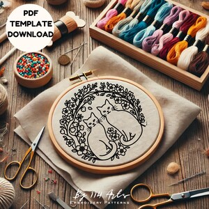 Cats Embroidery Pattern Pdf, Instant PDF Download, Embroidery Art ...