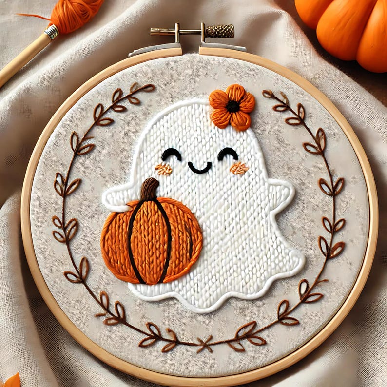 Ghost Hand Embroidery Pattern, Beginner Embroidery, Printable Pattern ...
