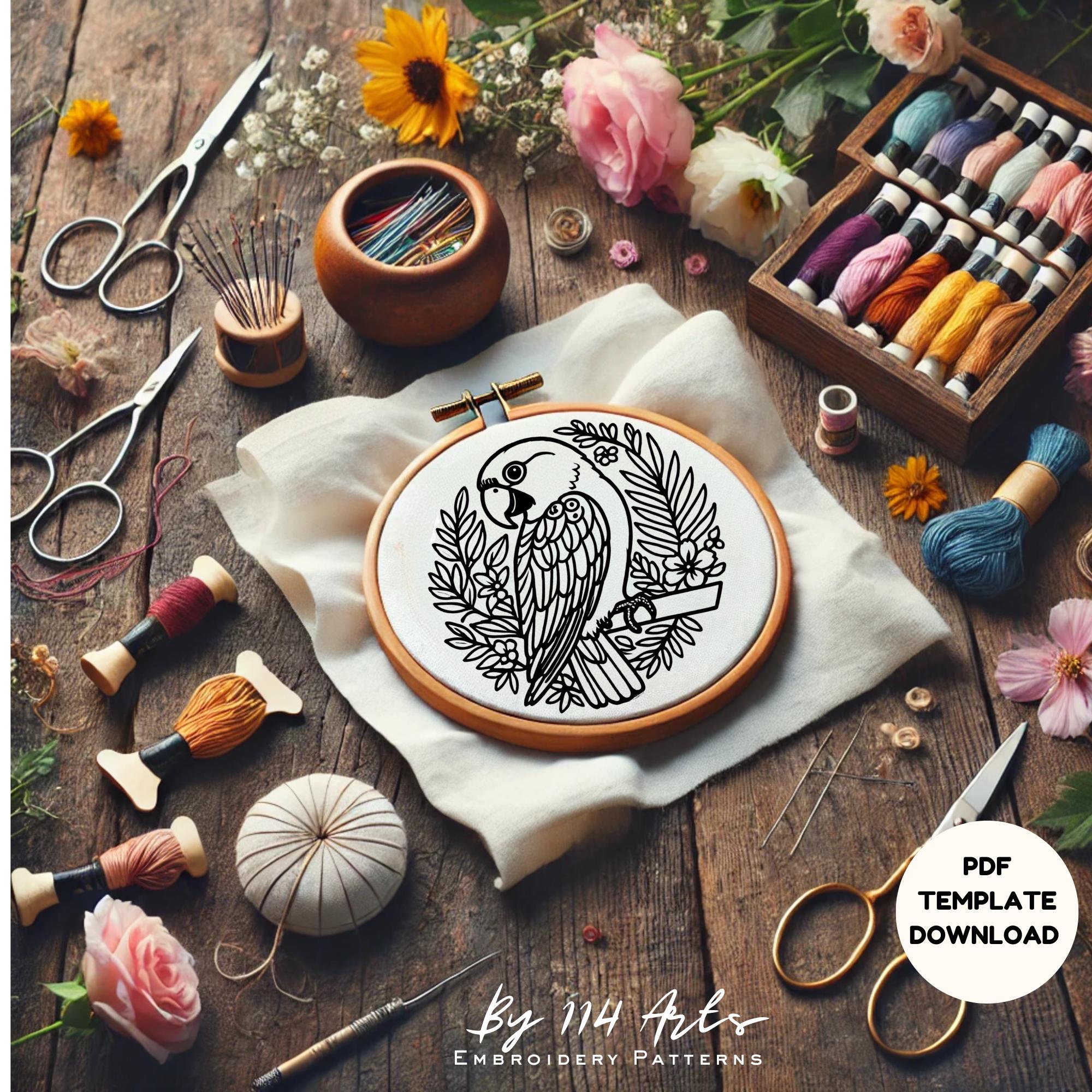 Parrot Hand Embroidery Pattern, Parrot Pattern, Bird Pattern, Hand ...