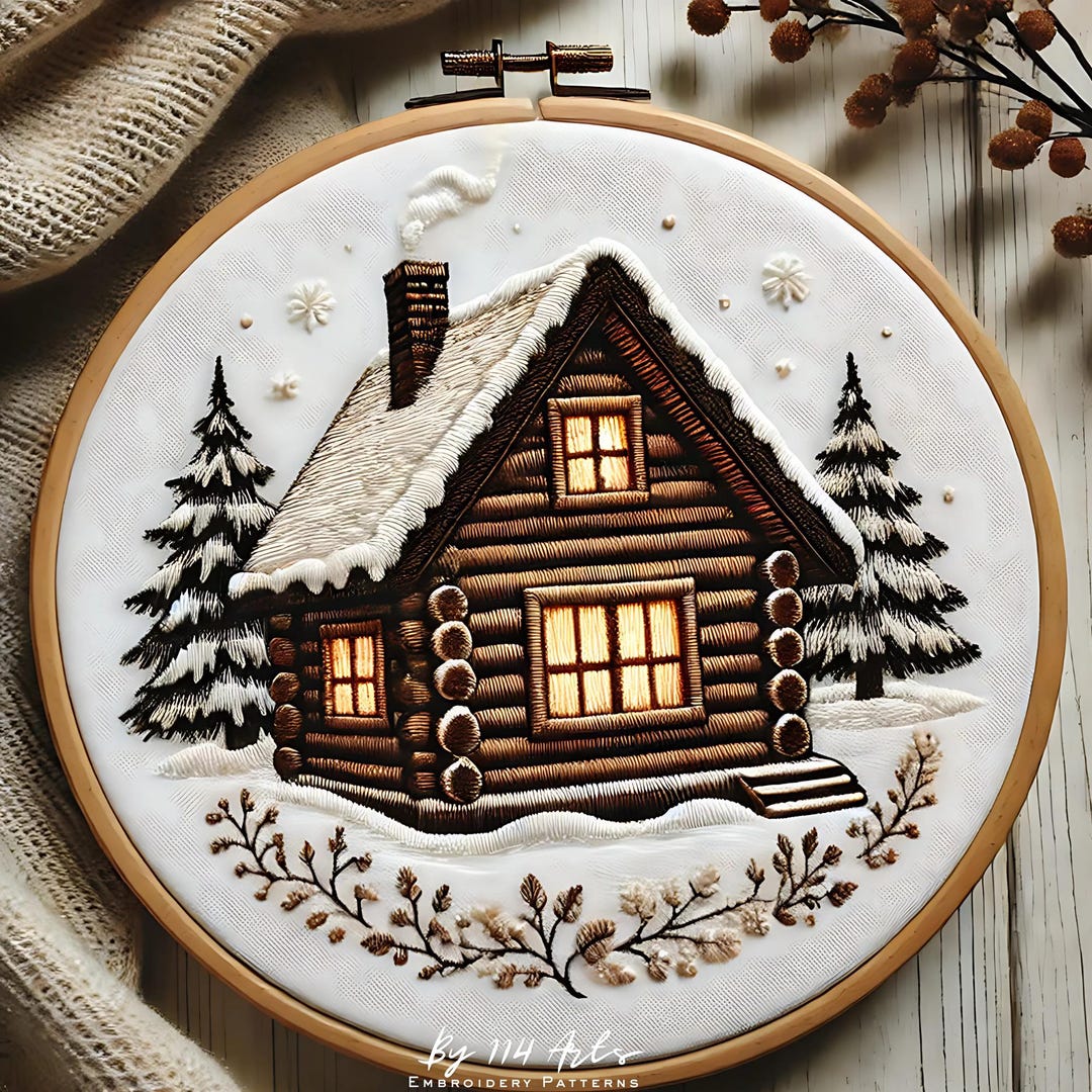 Christmas Village Hand Embroidery Pattern: Cozy Winter House (PDF) - Etsy