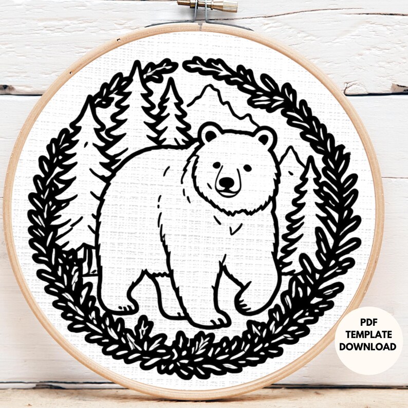 Bear Embroidery Pattern Pdf, Instant PDF Download, Embroidery Art ...