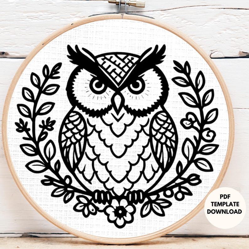 Owl Hand Embroidery Pattern, Owl Pattern, Bird Pattern, Hand Embroidery ...