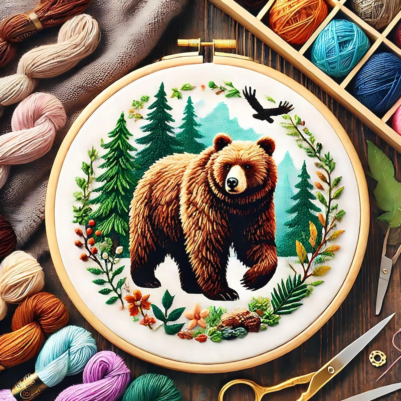 Bear Hand Embroidery - Etsy