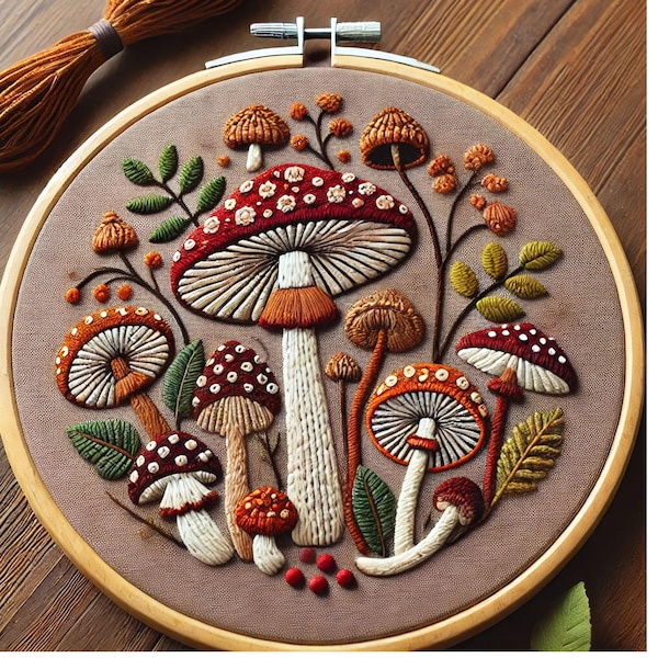 Mushroom Embroidery - Etsy