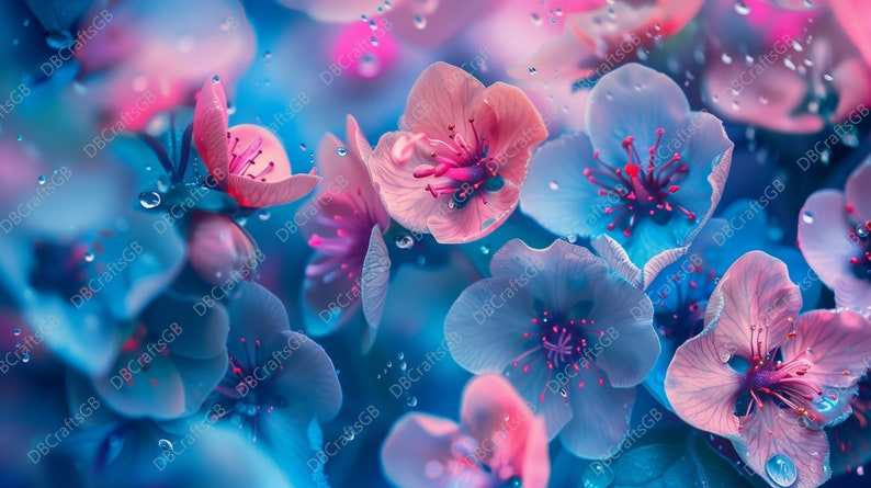 Blue and Pink Floral Desktop Wallpaper Pack | Desktop Background ...