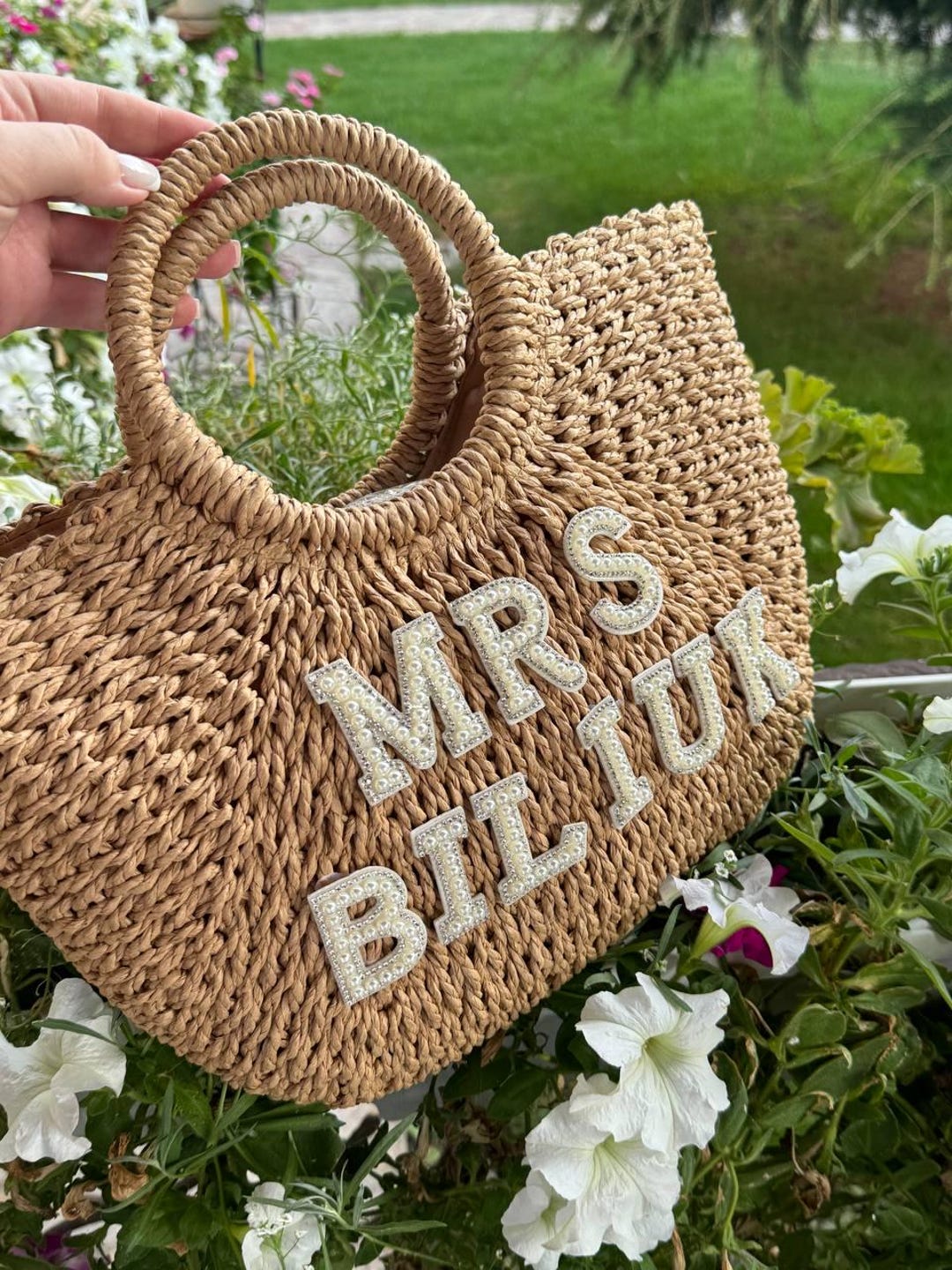 Customized Straw Bags,mrs Custom Beach Bag, Personalized Straw Basket ...